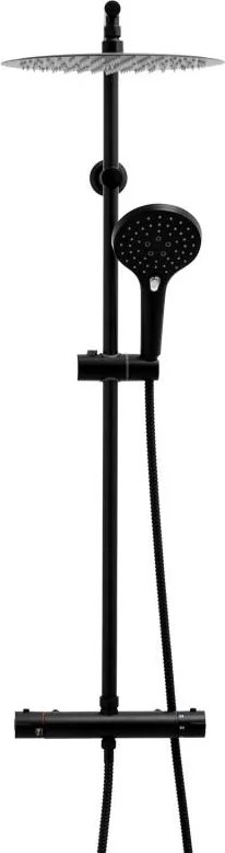 Erga Bergen, sprchový set s termostatickou baterií a dešťovou sprchou 30 cm, černá matná, ERG-YKA-BP.BERGEN THERM 30 BLK