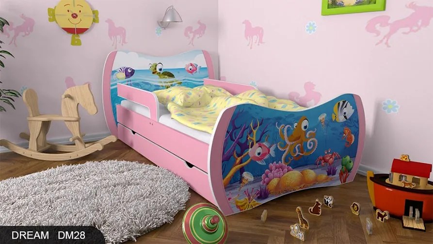 Dětská postel Dream vzor 28 180x90 cm růžová