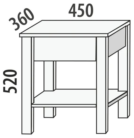 Noční stolek Valencia senior Domestav č.202 Materiál: Buk cink, Povrchová úprava: Olej