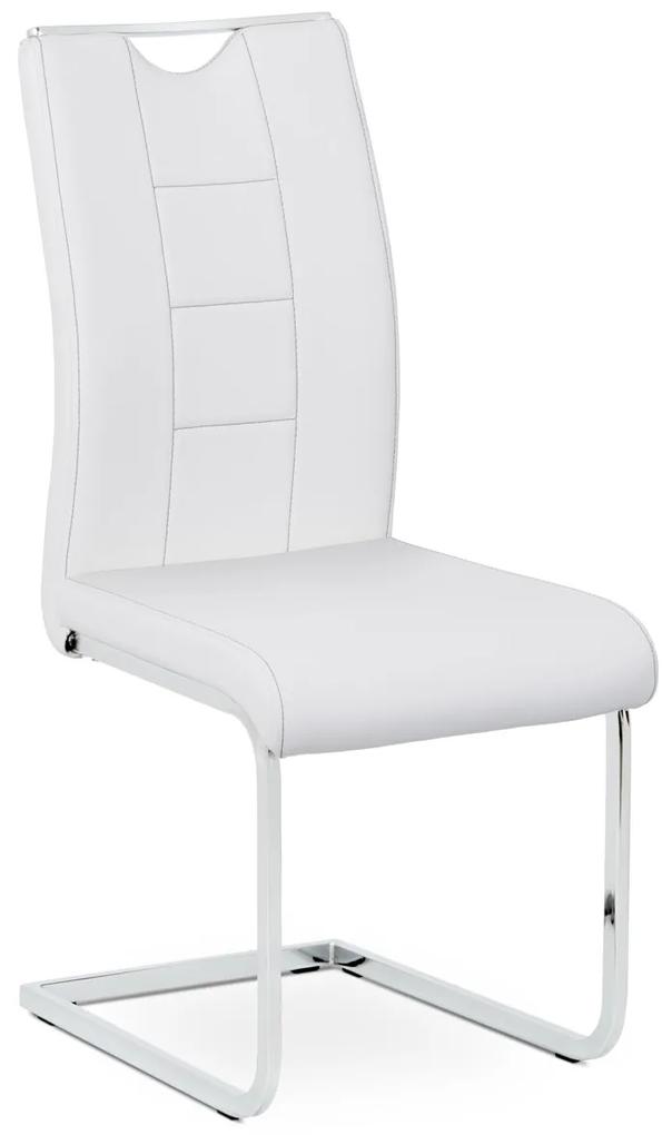 Jídelní židle bílá koženka / chrom Autronic DCL-411 WT