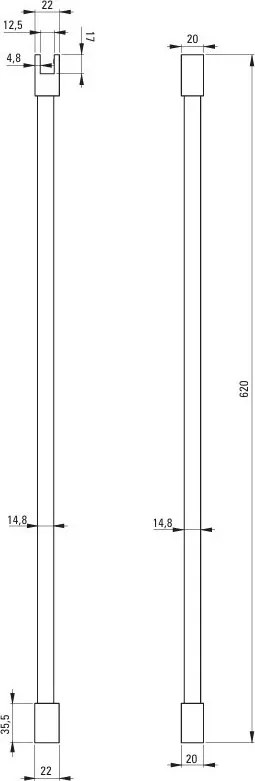 Erga Paris, stropní vzpěra pro sprchové zástěny o tloušťce skla 6(8)mm, délka 62cm, chromová, ERG-V02-PARIS-BAR62-CR