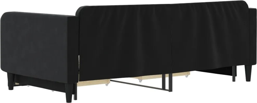 Válenda s přistýlkou a zásuvkami černá 100 x 200 cm samet 3197122