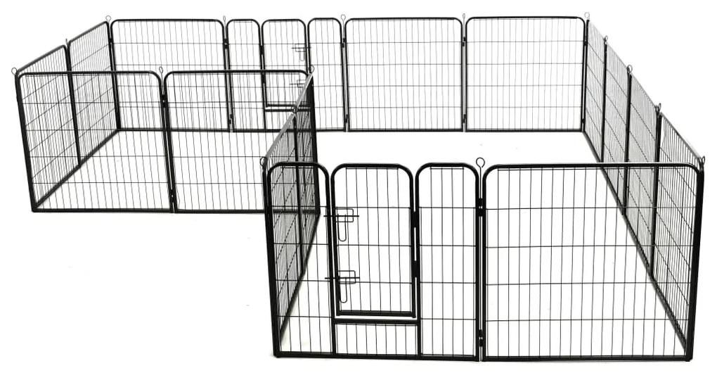 vidaXL Ohrádka pro psy 16 panelů ocelová 80 x 80 cm černá