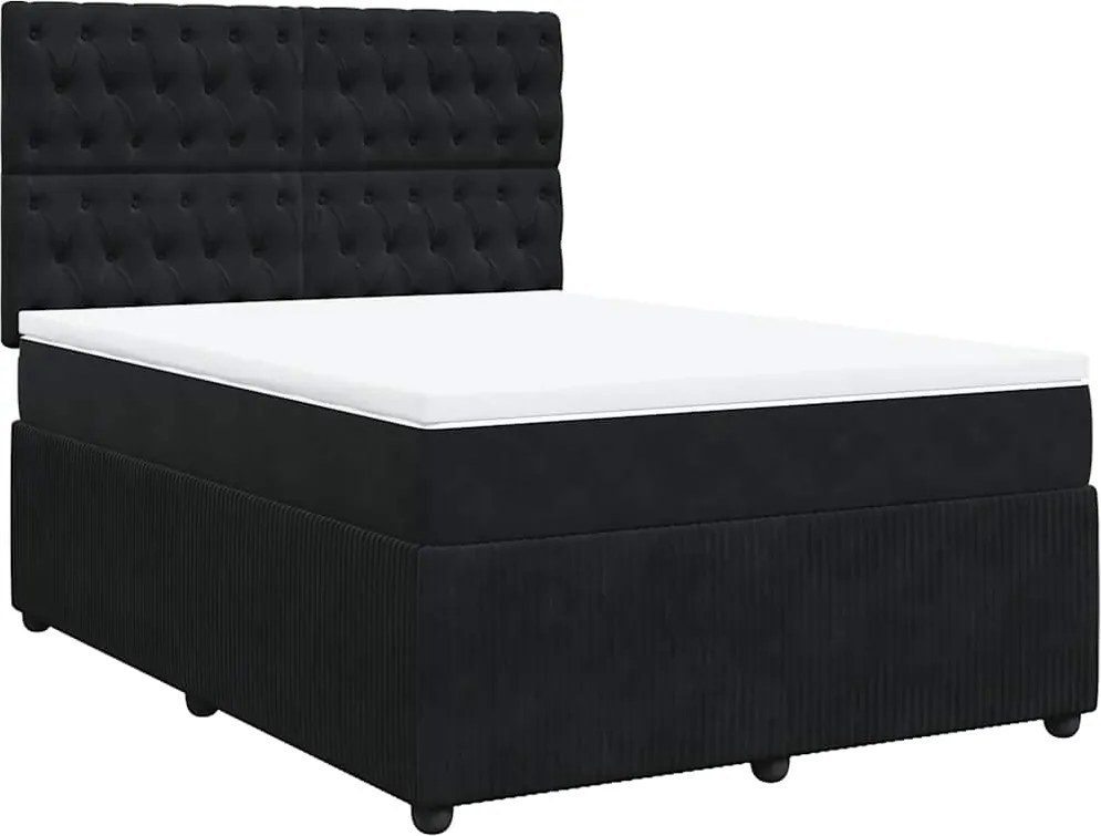 Box spring postel s matrací černá 160x200 cm samet 3294690