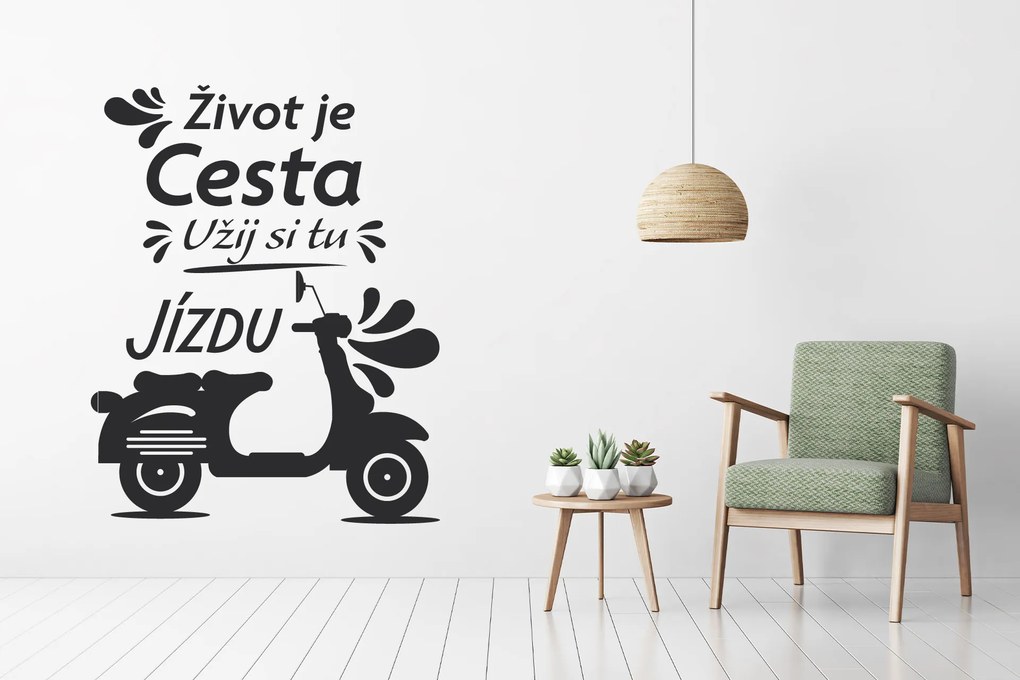 Samolepka na zeď Život je cesta Barevná varianta: Černá, Velikost (šířka x výška): 35x44cm