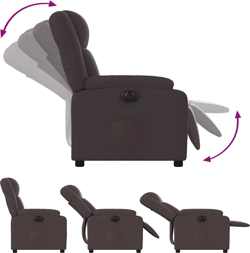 Elektrické polohovací křeslo tmavě hnědé textil 3205183