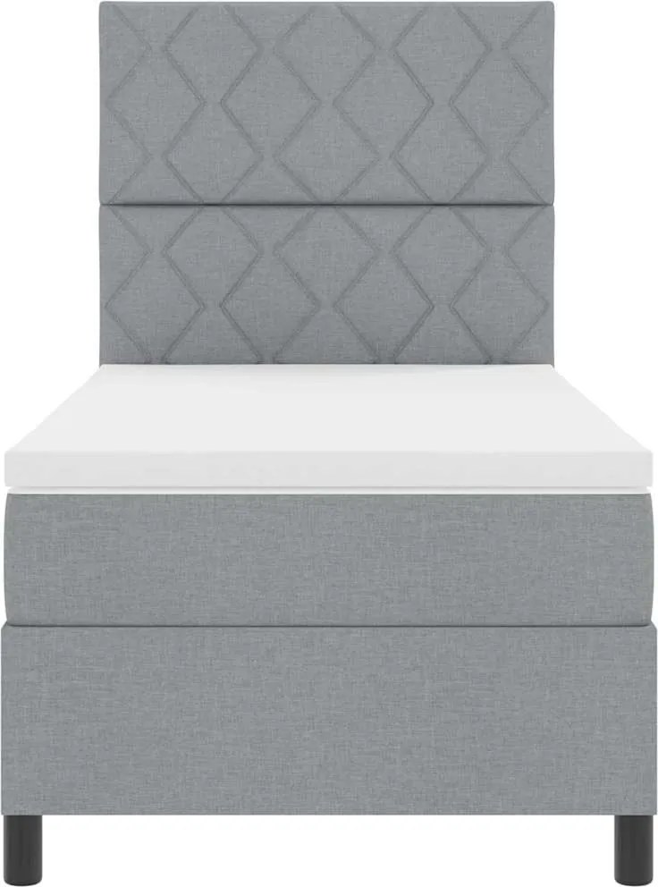 Postel s boxspringem s čelo Světle šedá 90 x 190 cm textil 3339427