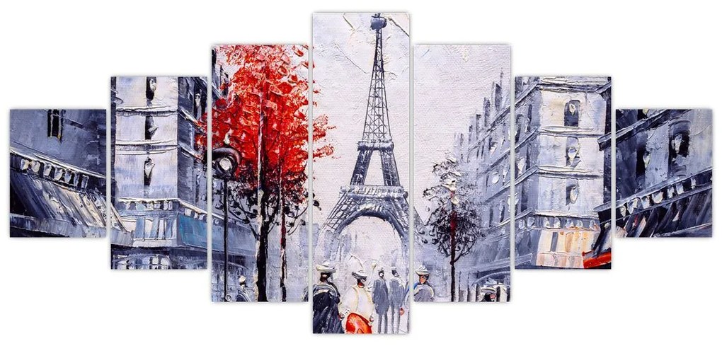 Obraz uličky v Paříži, olejomalba (210x100 cm)