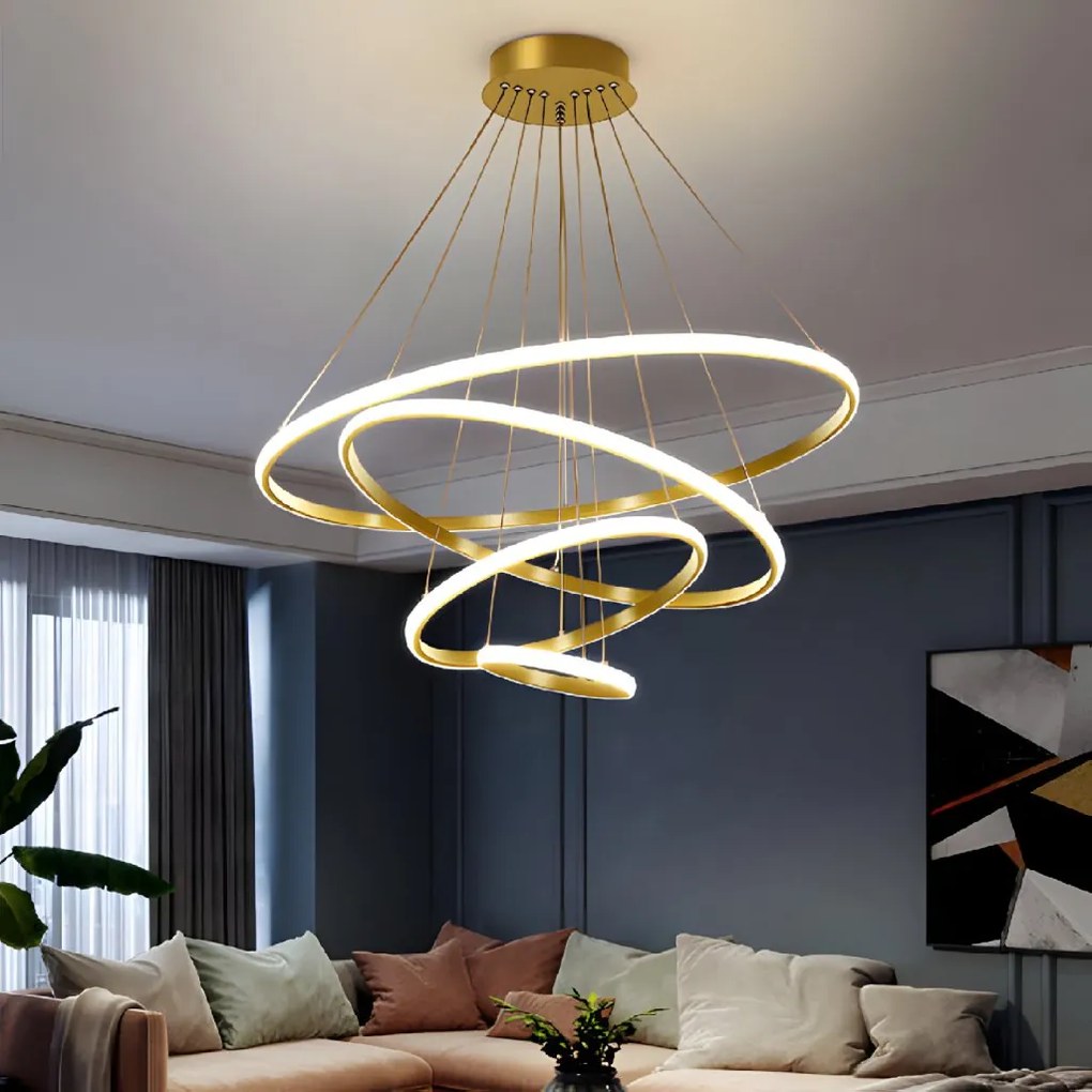 Toolight Toolight, závěsné svítidlo 100cm, 60W, 3000K, LHJ010-CP4, zlatá matná, OSW-50003