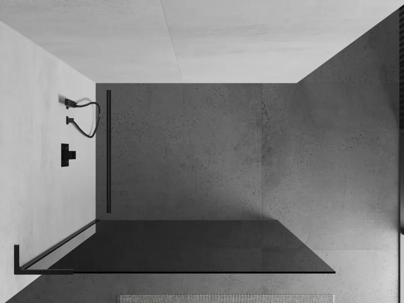 Mexen Kioto L, sprchová zástěna Walk-In 70 x 200 cm, 8mm šedé sklo, černý profil, 800-070-103-70-40