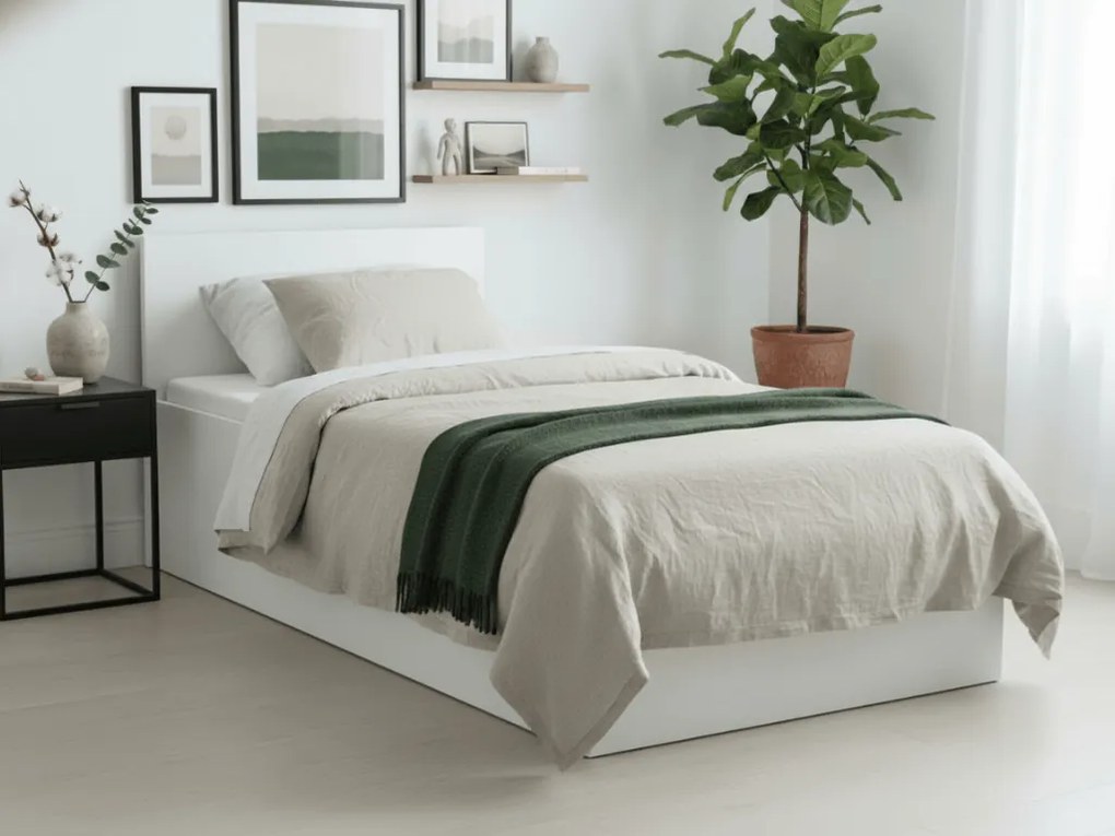 Postel SOFIA 90 x 200 cm, bílá Matrace: Matrace Coco Maxi 20 cm, Rošt: Bez roštu