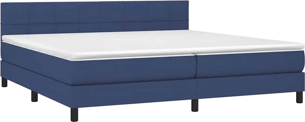 Box spring postel s matrací a LED modrá 200x200 cm textil 3133187