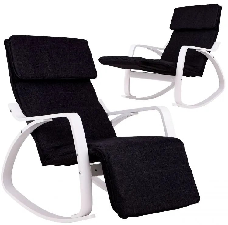 modernHOME Houpací křeslo chaise lounge, bílá/černá TXRC-03 WHITE