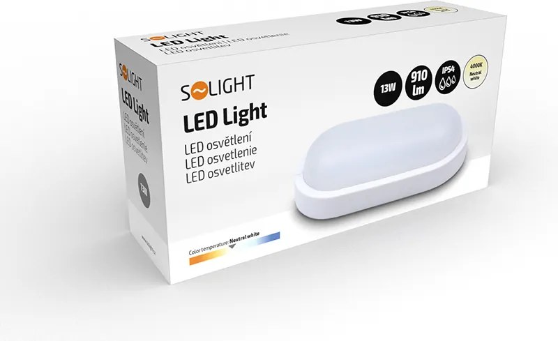LED venkovní osvětlení oválné Solight WO744, 13W, 910lm, 4000K, IP54, 21cm