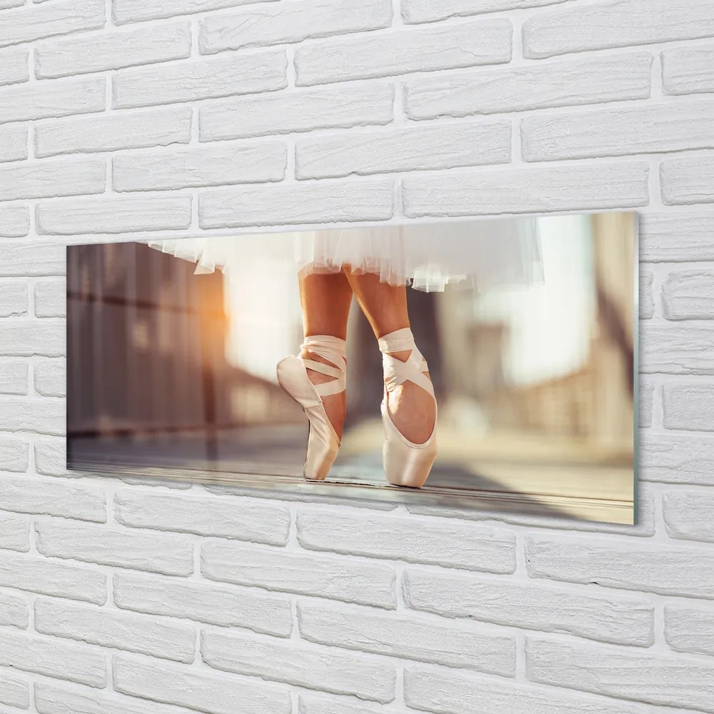 akrylový obraz Bílé baletní boty ženské nohy 120x60 cm