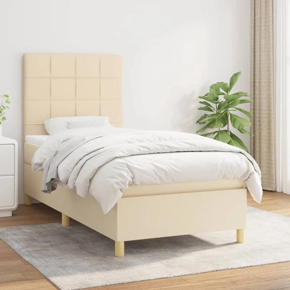 Box spring postel s matrací krémová 90x190 cm textil,  3142302