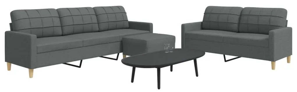 3dílná sedací souprava s podnožkou tmavě šedá textil 3278328
