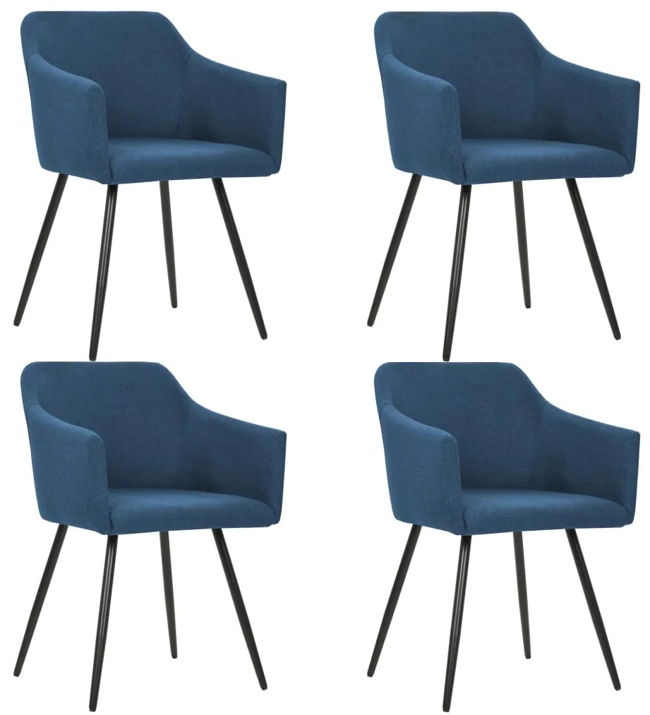 276073 vidaXL Jídelní židle 4 ks modré textil