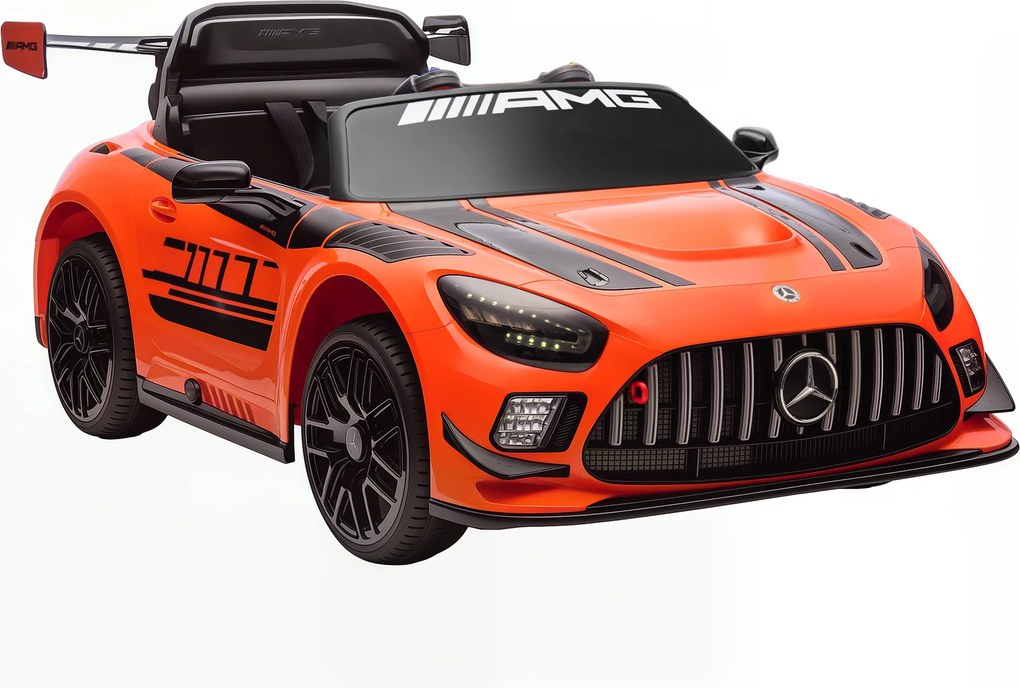 AIYAPLAY dětské elektrické auto 3-8 let Mercedes-AMG 12V s dálkovým ovládáním, LED světly, transportními kolečky, oranžová