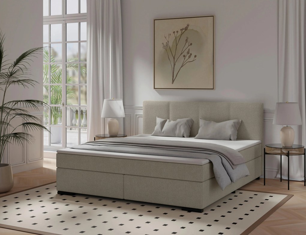 XXXLutz POSTEL BOXSPRING, 160/220 cm, béžová MID.YOU - Manželské postele - 002784001272