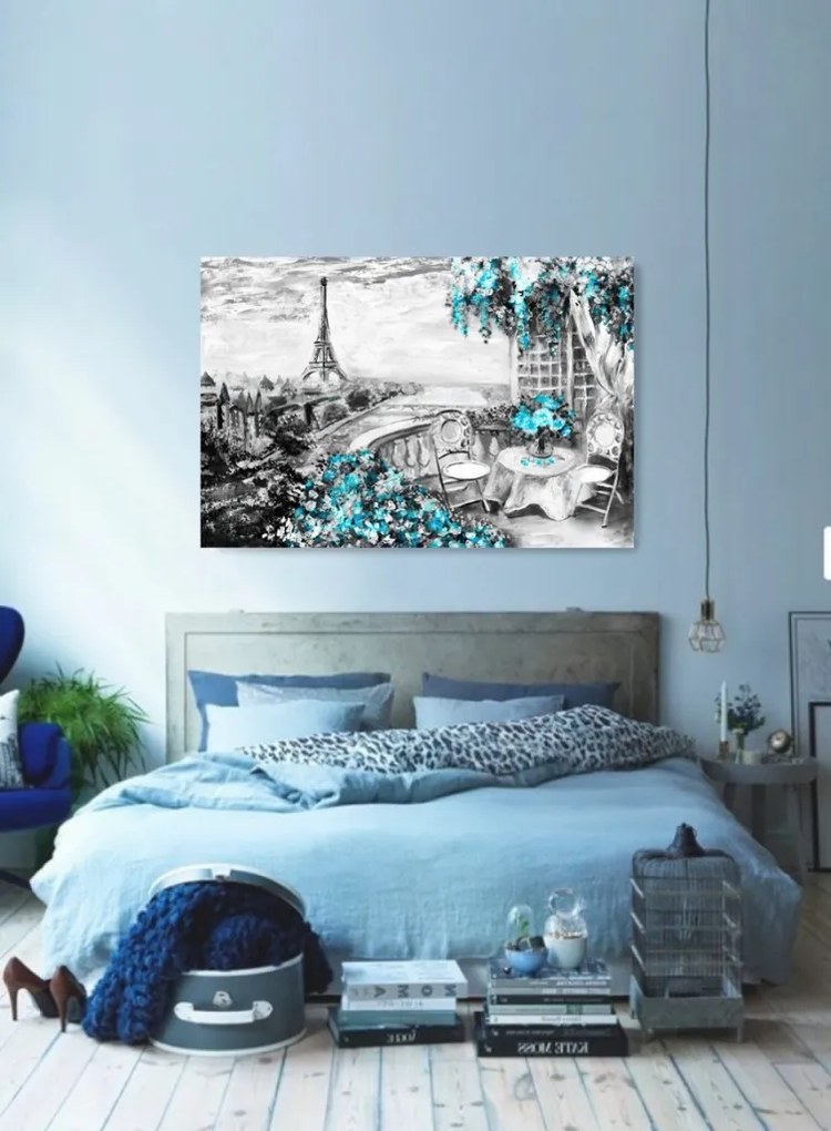 Obraz Paříž malovaná Blue Velikost (šířka x výška): 120x80 cm