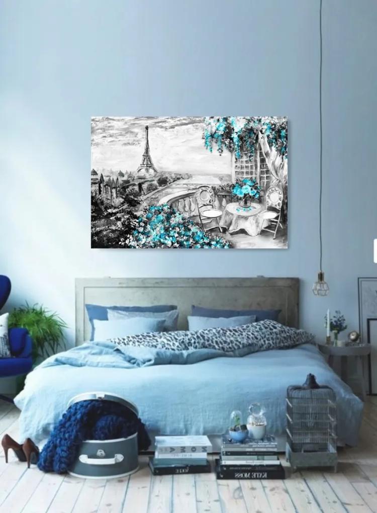 Obraz Paříž malovaná Blue Velikost (šířka x výška): 150x100 cm