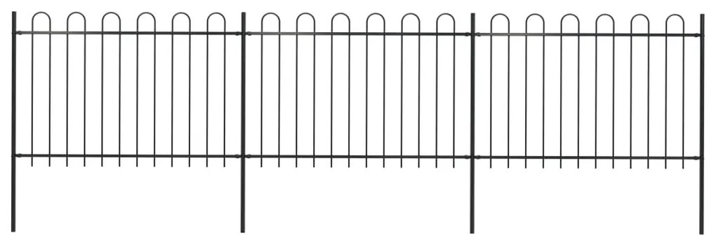 vidaXL Marketos Zahradní plot s obloukem nahoře ocelový 504 x 120 cm černý