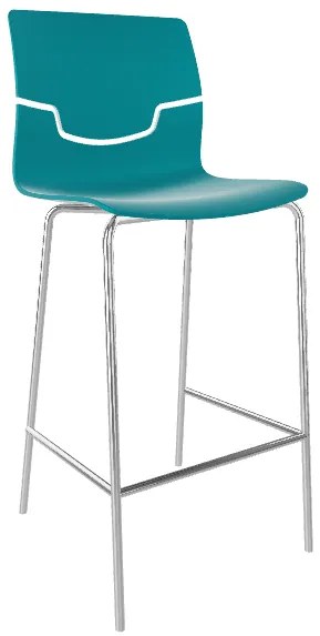 GABER - Barová židle SLOT - nízká, tyrkysová/chrom