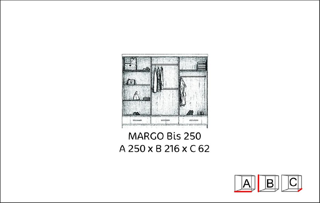 Arkos meble Skříň Margo 250 BIS Barva: Bílá