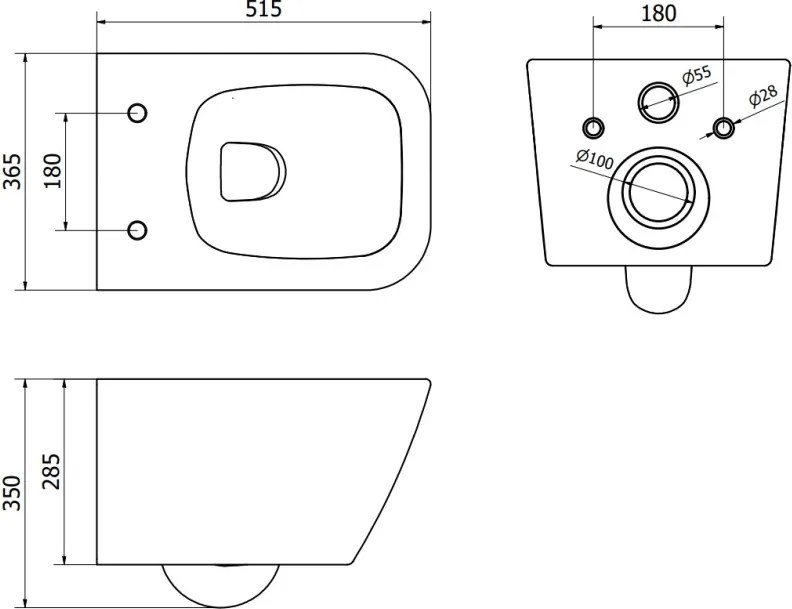Mexen Madox WC mísa Rimless s pomalu padajícím prkénkem slim, duroplast, tmavě šedá mat - 30154061