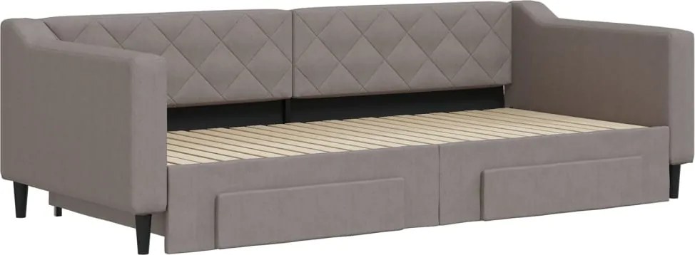 Válenda s přistýlkou a zásuvkami taupe 90 x 200 cm textil 3197465