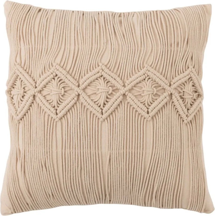 Béžový polštář s drhaným vzorem Macramé Cosy  - 45*12*45 cm