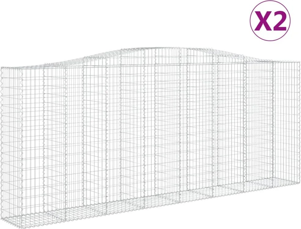 Klenuté gabionové koše 2 ks 400x50x160/180cm pozinkované železo 3145995