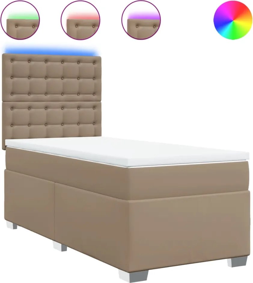 Box spring postel s matrací cappuccino 90x200 cm umělá kůže 3293007