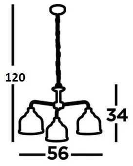 Searchlight 1683-3SS Závěsný lustr BISTRO SATIN, tříramenný