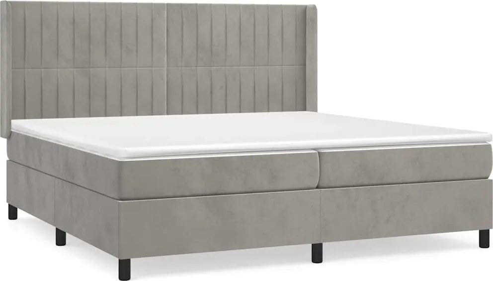 Box spring postel s matrací světle šedá 200x200 cm samet 3132819