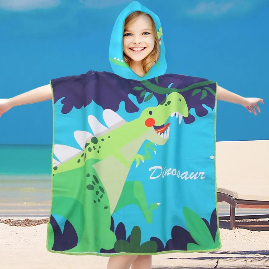 Dětské pončo DINOSAUR barevné Rozměr: 60 x 120 cm