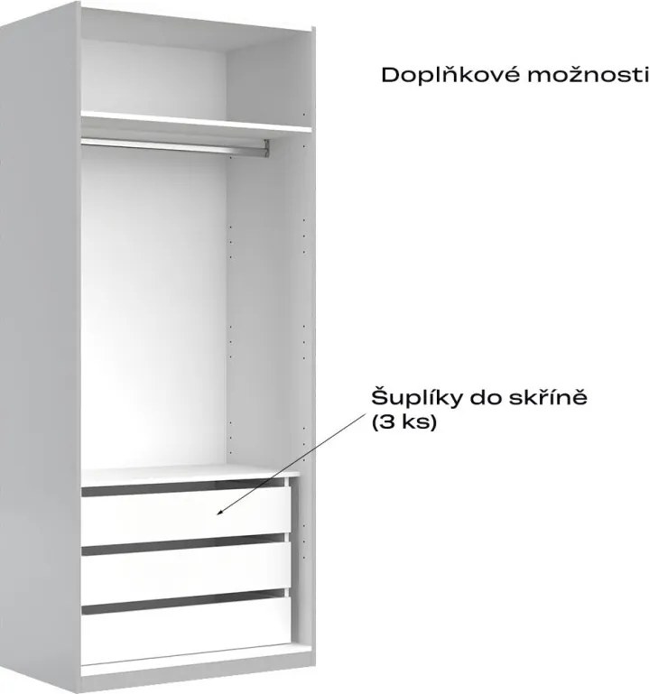 Skříň 2dv bez zrcadel, série N šedý lesk Megy