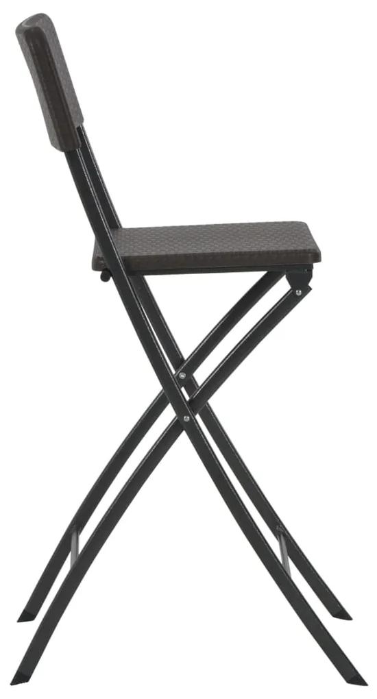 Skládací barové židle 2 ks HDPE a ocel hnědé ratanový vzhled - Default Title