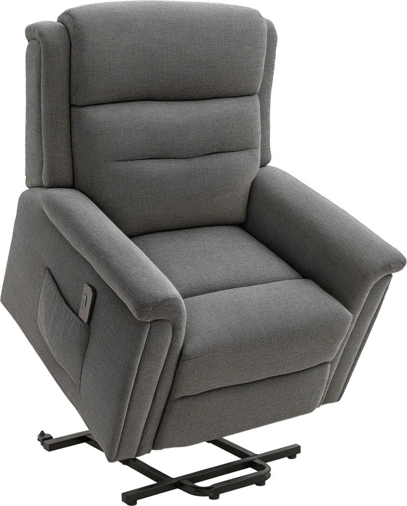 HOMCOM elektrické křeslo stojící, nosnost do 170 kg, TV křeslo, polohovací křeslo, křeslo pro seniory, šedé 89x96x108cm| Aosom