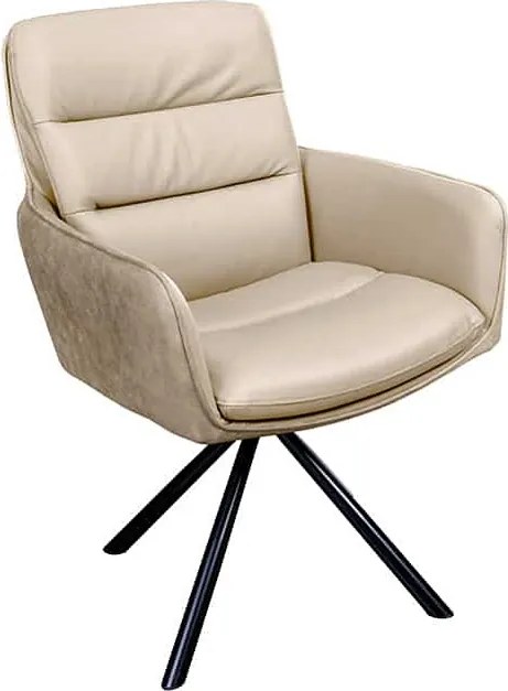 Designová otočná židle Maddison béžová kůže