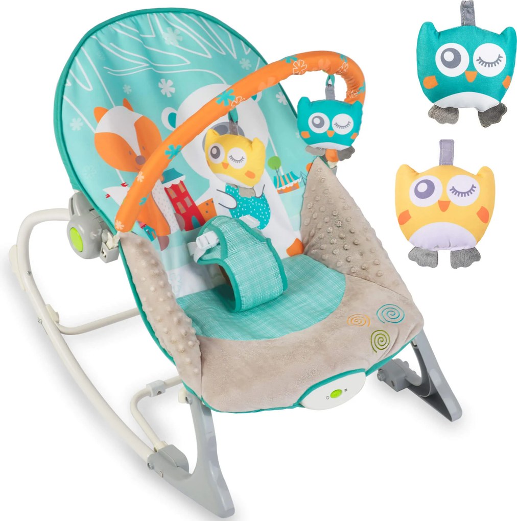 Ricokids Houpací vibrační křesílko/lehátko Happy Owl