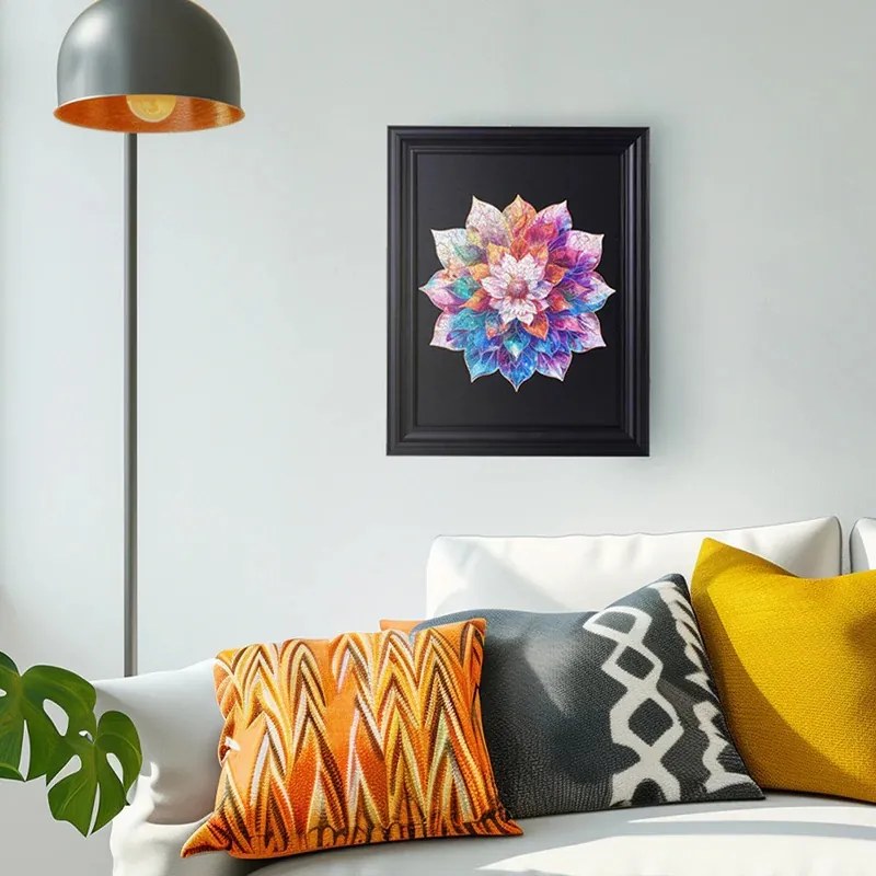 RoboTime Dřevěné puzzle Květinová mandala