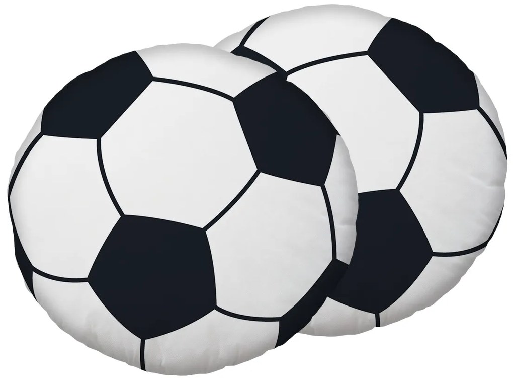 Jerry Fabrics Dekorační polštářek 35 cm Fotbal bílý černý tvar plyšový polštářek