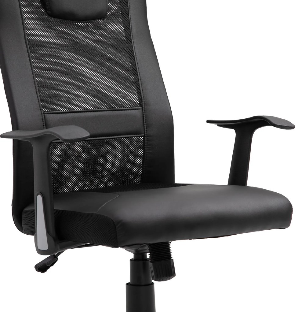 Ergonomická kancelářská židle Vinsetto s nastavitelnou výškou, funkcí houpání a područkami do 120 kg v černé barvě pro pohodlnou práci