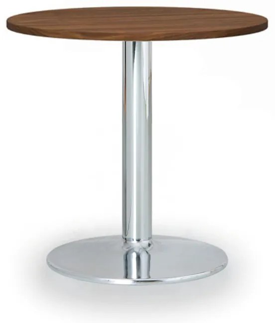 Konferenční stolek ZEUS II, průměr 60 cm, chromovaná podnož, ořech