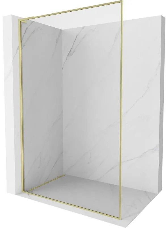 Mexen Kioto-F L sprchová stěna Walk-in s rámem 105 x 202 cm, transparentní 8 mm, zlatá kartáčovaná - 800-105-174-55-00