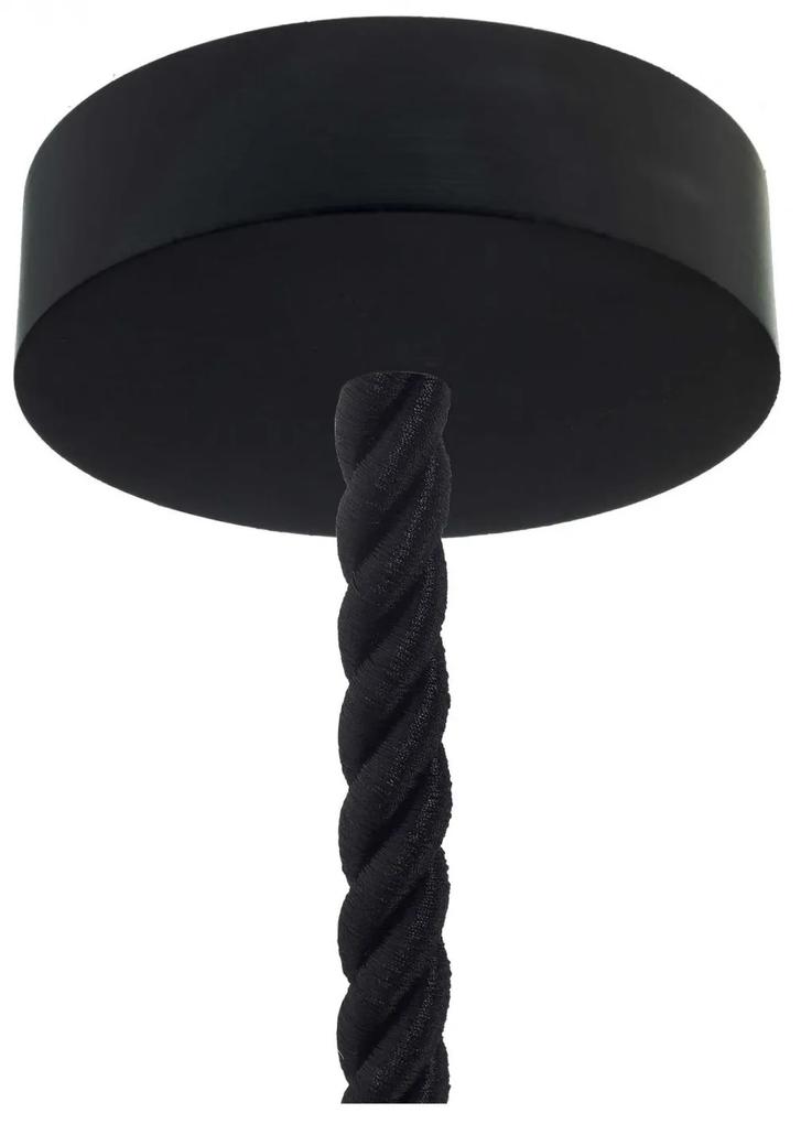 creative cables Závěsná lampa s 2XL 24mm námořnickým lanem, lakované dřevěné detaily Barva: Černá