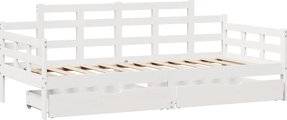 Válenda se zásuvkami bílá 80 x 200 cm masivní borovice 3302123