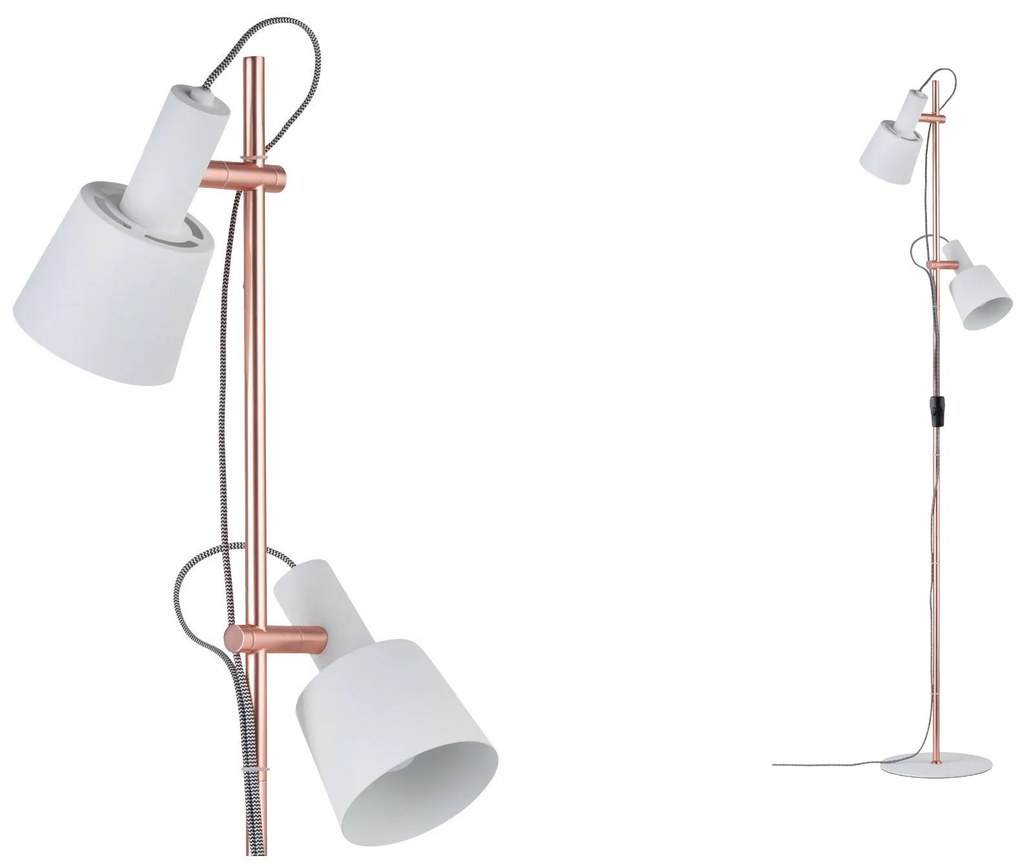 Paulmann 79660 Haldar, stojací lampa 2xE14, bílá/měď, výška 152cm